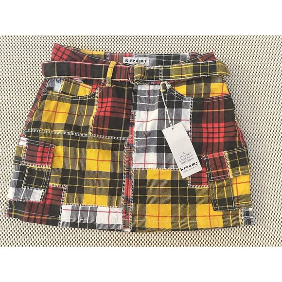 Skirts | Punk Rock Plaid Mini Skirt Gothpunk Cargo Schoolgirl Sz L Y2k ...